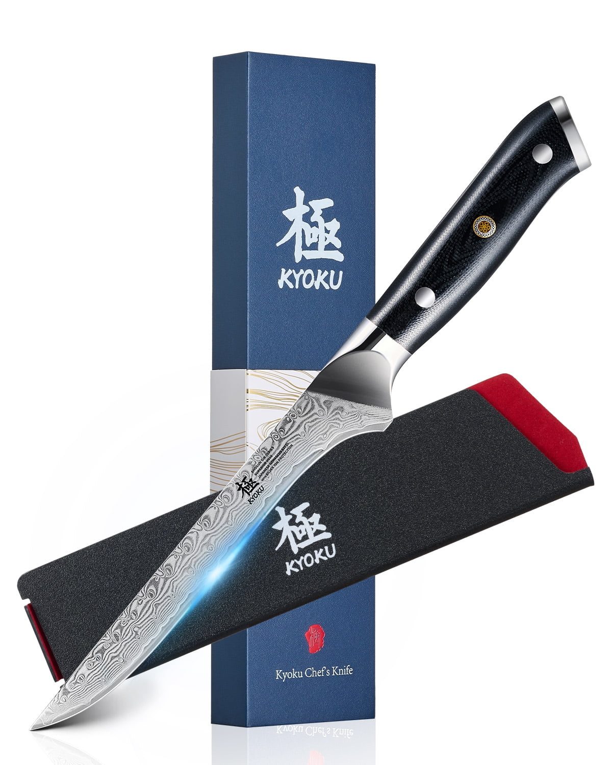 KYOKU Boning Knife, Shogun Gin Series 7" Butcher Knife, Japanese VG10 ...