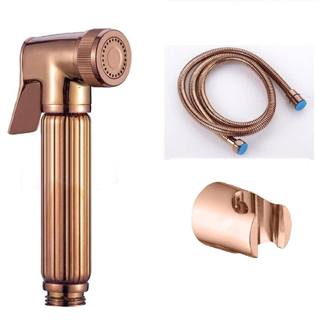 KYOTO Brass Health Faucet Gun Finished Rose Gold with Hook Brass Nutt ...