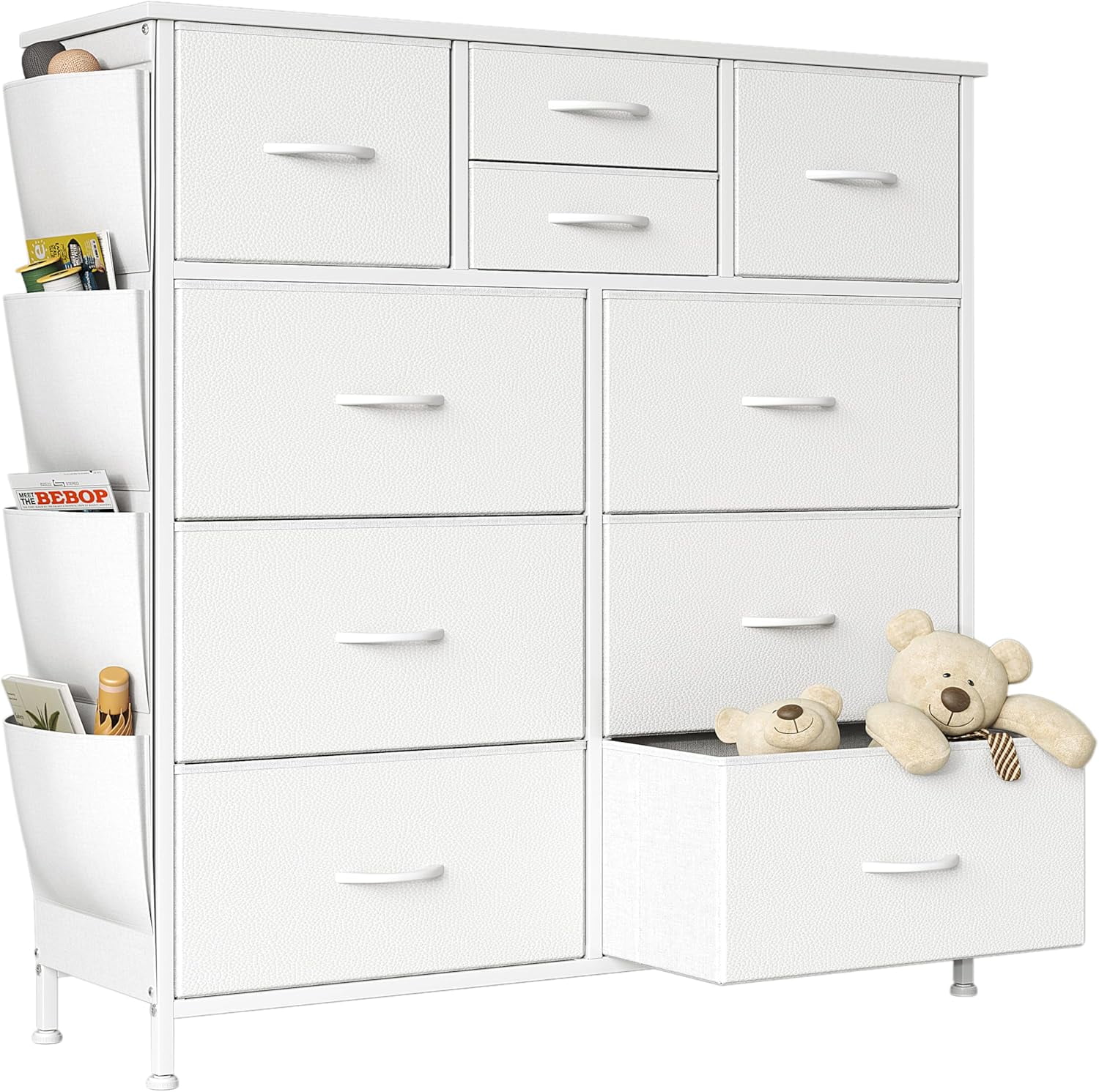 KYUTR 10 Drawer Dresser for Bedroom, Fabric Storage Dresser with Side ...