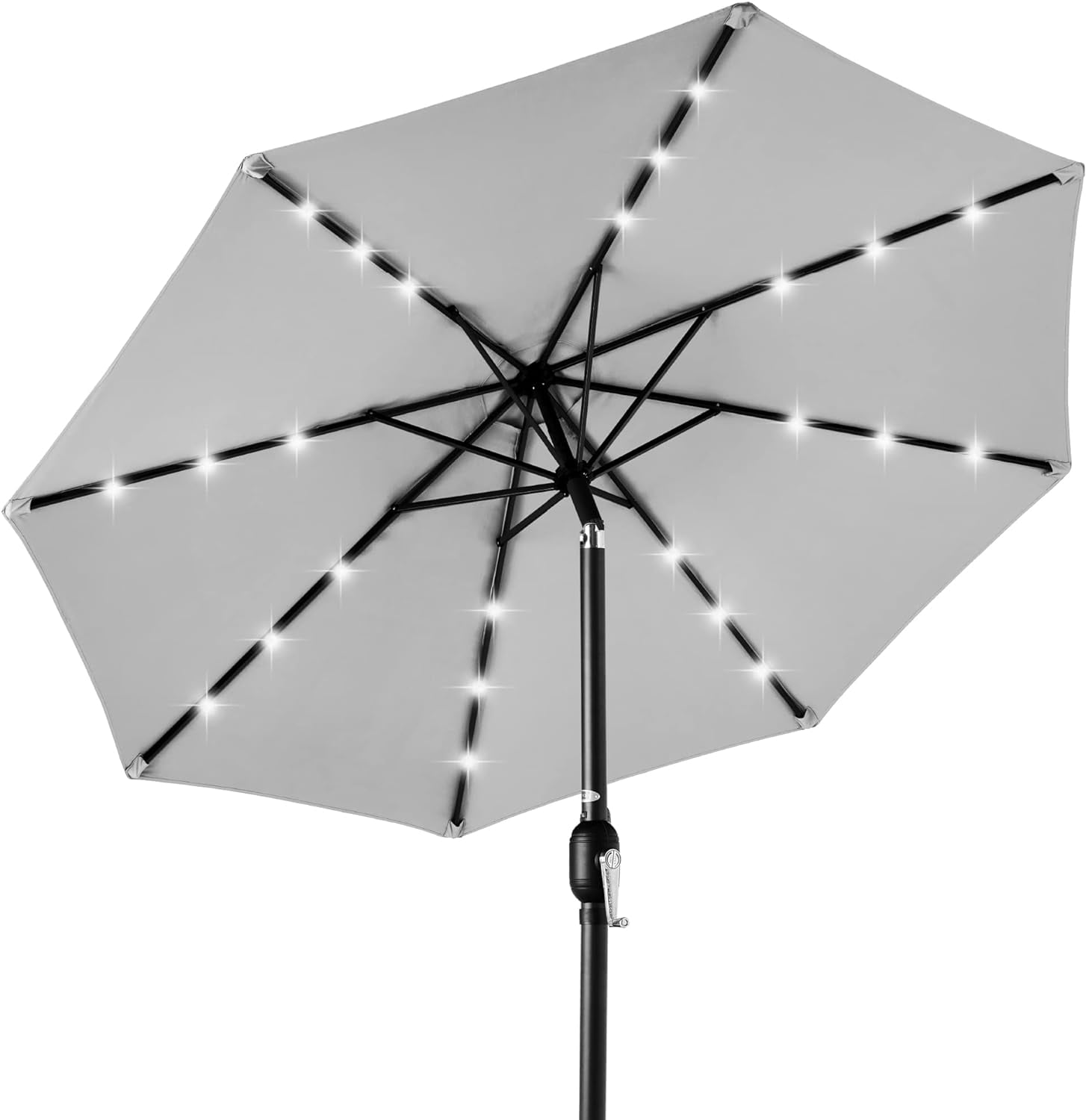 KYUTR 10ft Solar Polyester LED Lighted Patio Umbrella w/Tilt Adjustment ...