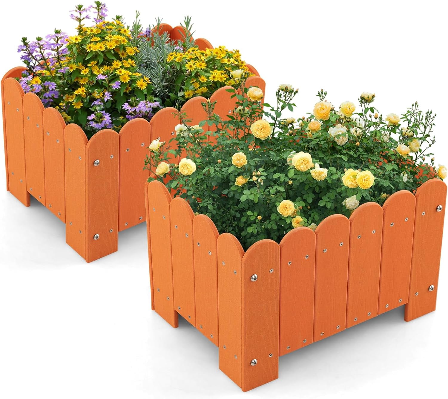 KYUTR 2 Pack Raised Garden Bed, Weather-resistant HDPE Planter Boxes ...