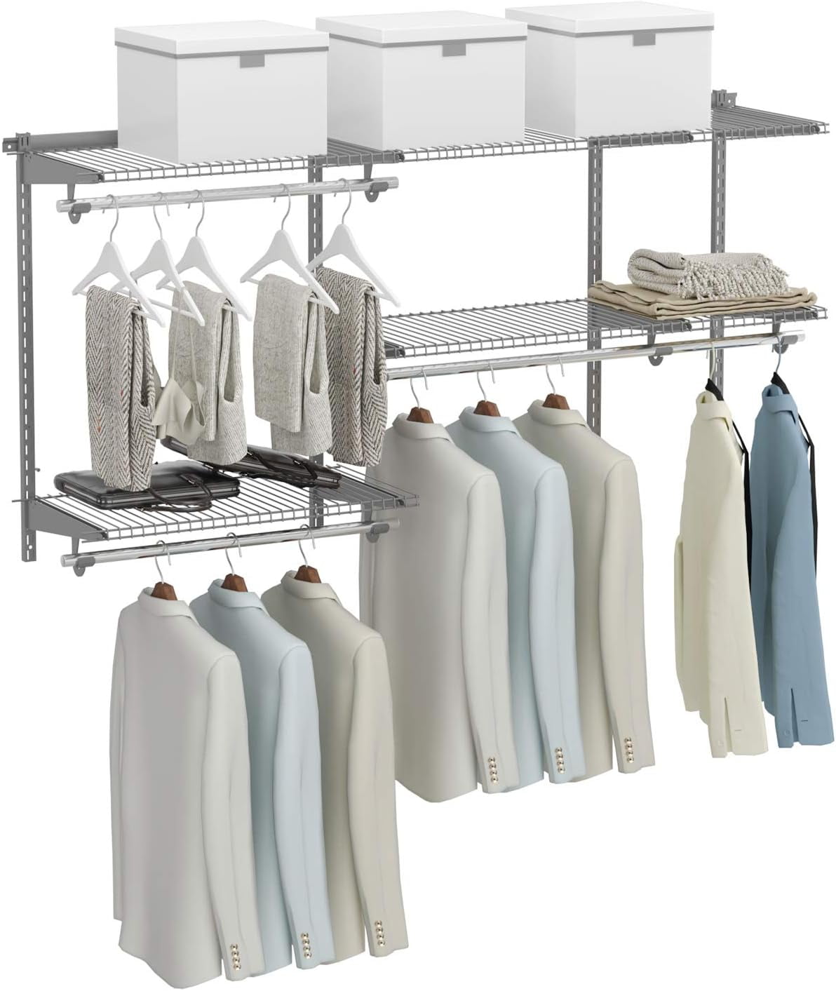 KYUTR 3 to 5 FT Custom Closet Organizer System Kit, Wall-Mounted ...