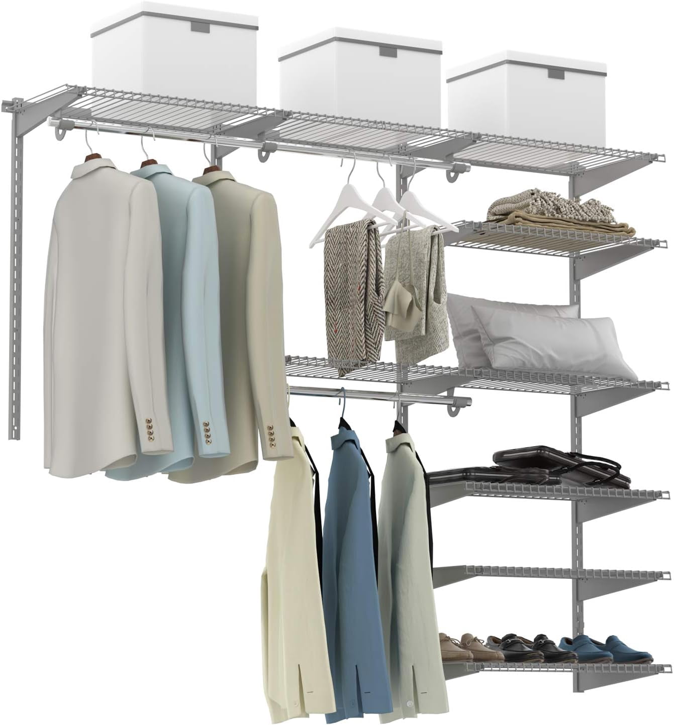 KYUTR 4 to 6 FT Custom Closet Organizer System Kit, Wall-Mounted ...