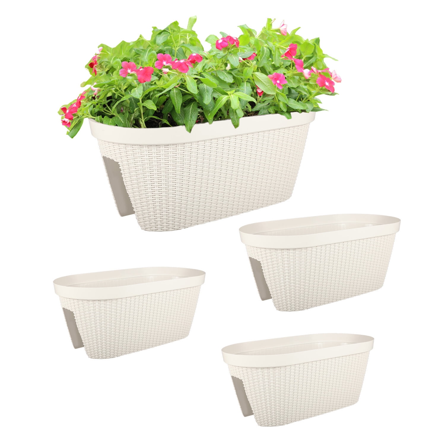 KYUTR BPS 20" Rattan Pattern Balcony Railing Planter Boxes with ...