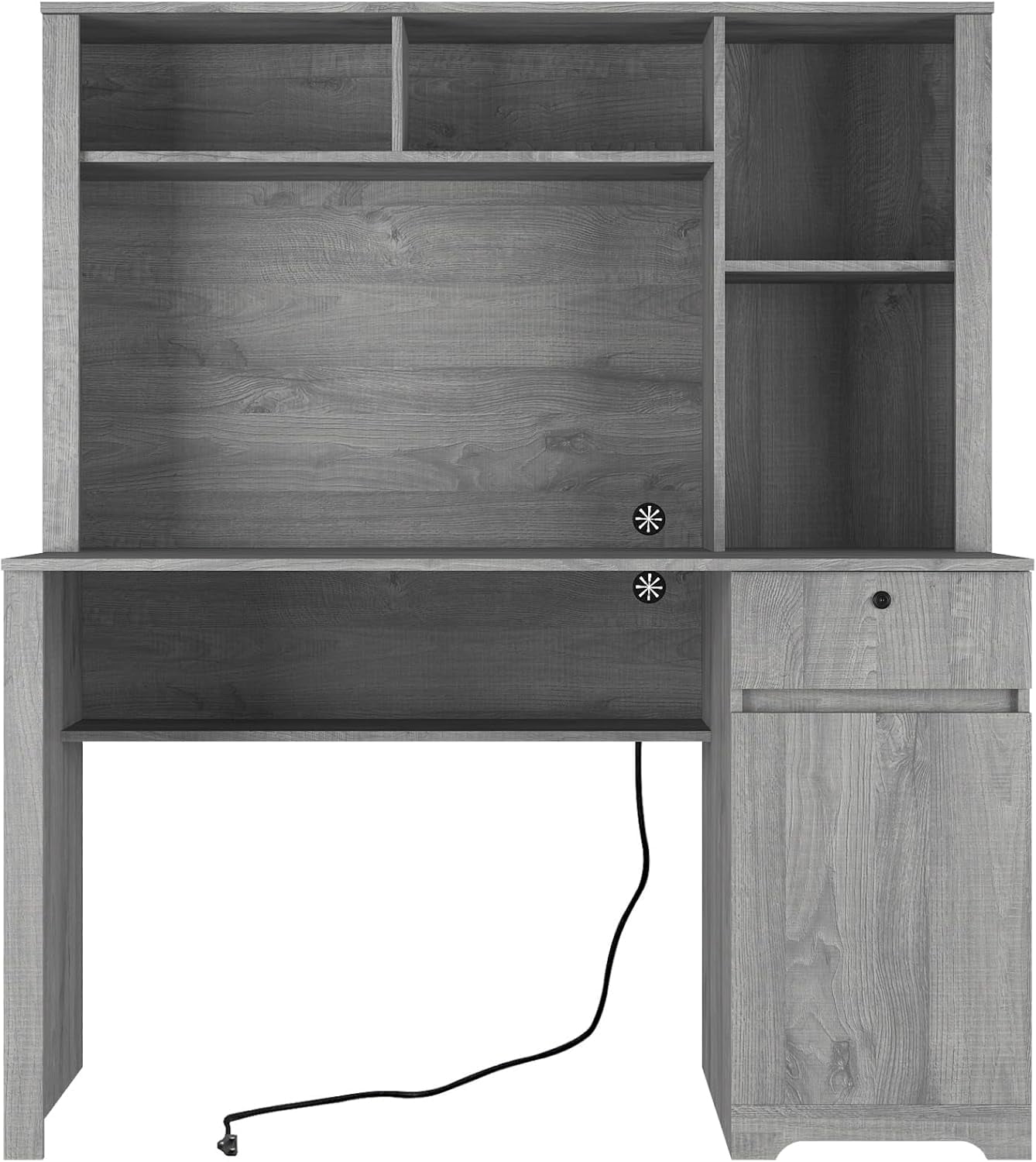KYUTR Corner Computer Desk with Hutch & Bookshelf, Lockable Drawers, 3 ...