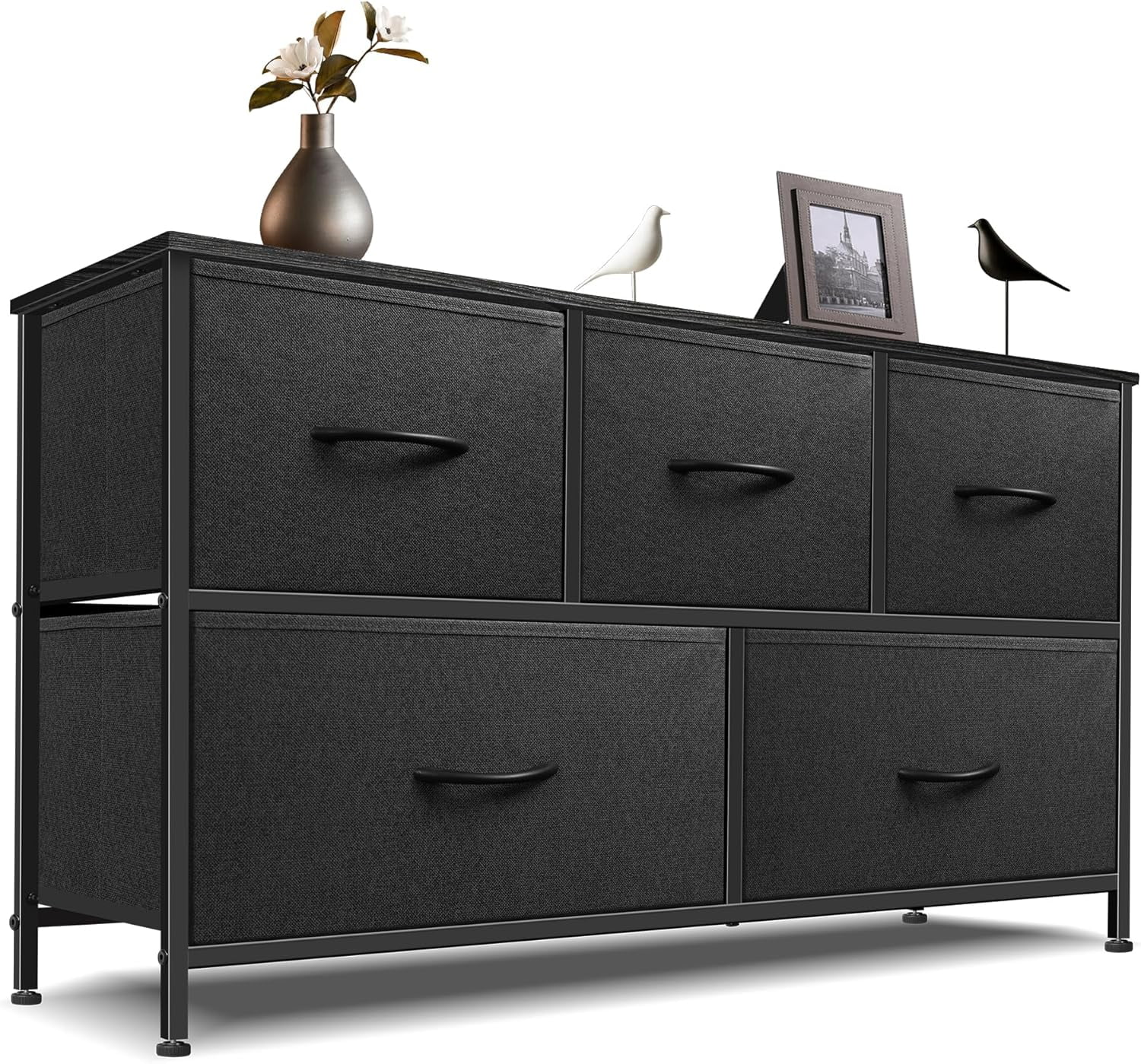 KYUTR Dresser for Bedroom with 5 Drawers, Chest of Drawers, Storage ...