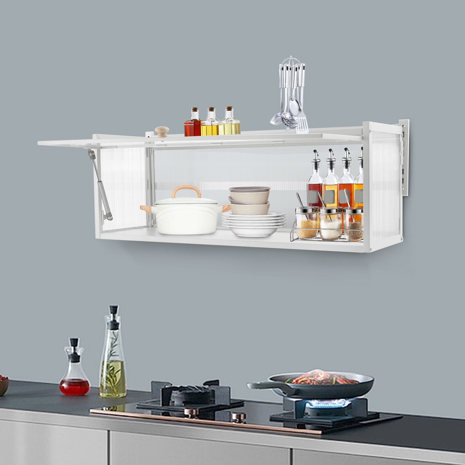 KYUTR Floating Shelves Wall Mount Kitchen Storage Cabinet, Carbon Steel ...