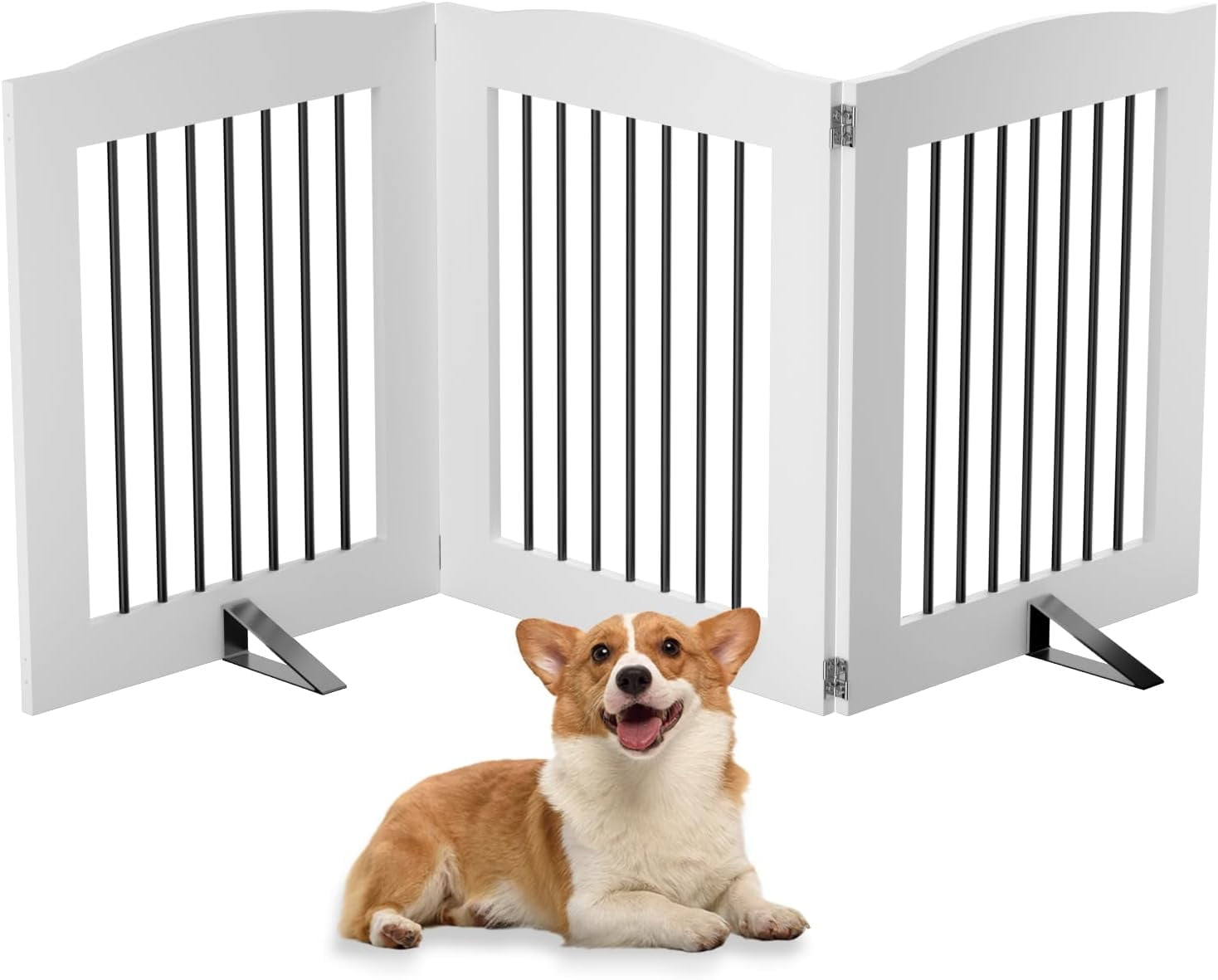KYUTR Freestanding Dog Gates,Foldable Dog Fence Indoor Puppy Gate for ...