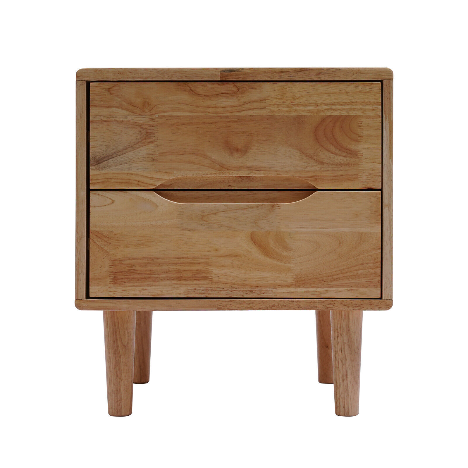 KYUTR Nightstand Bedside Table with 2 Storage Drawers, Mid Century ...