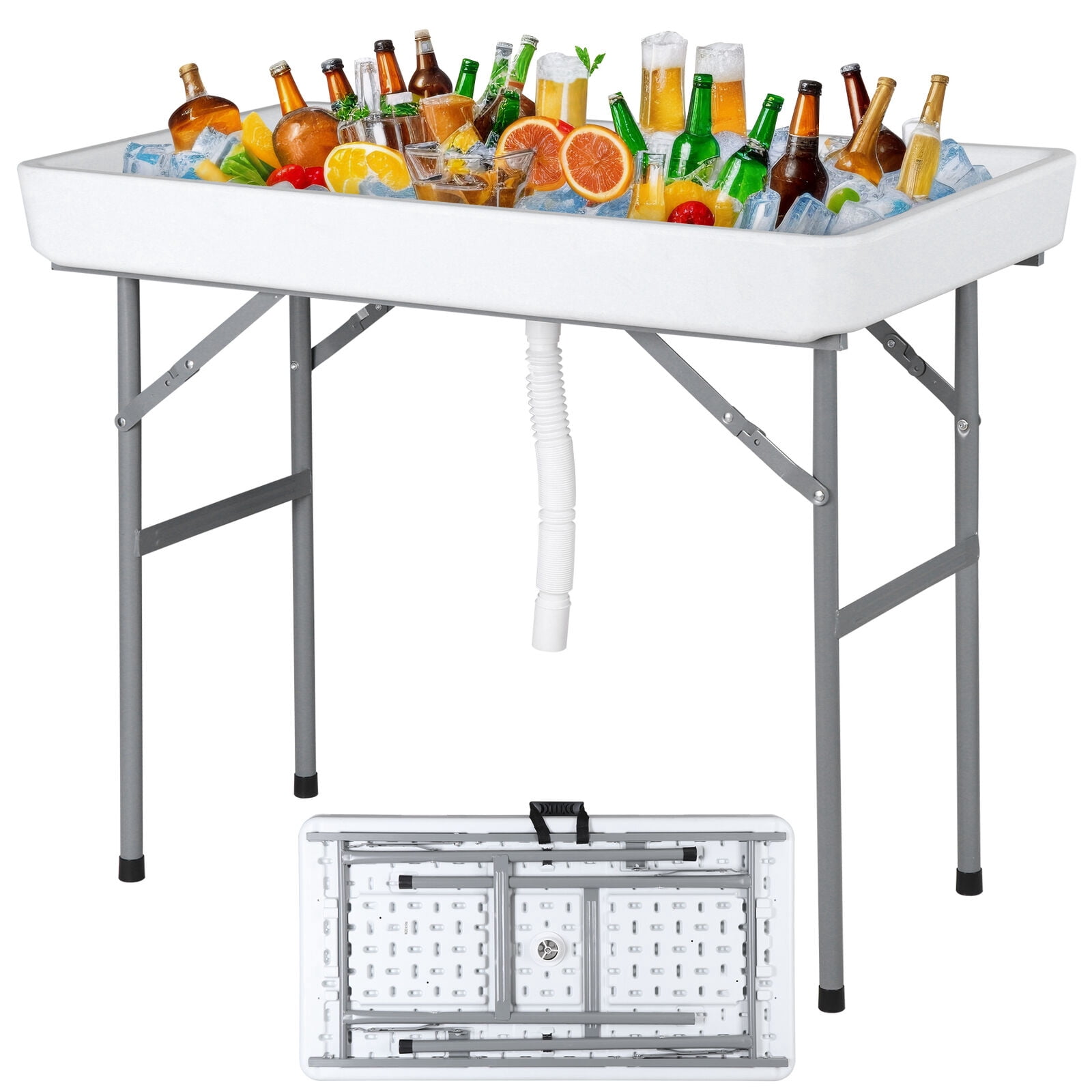 KYUTR Party Ice Cooler Folding Table with 5L Bucket, Portable Outdoor ...