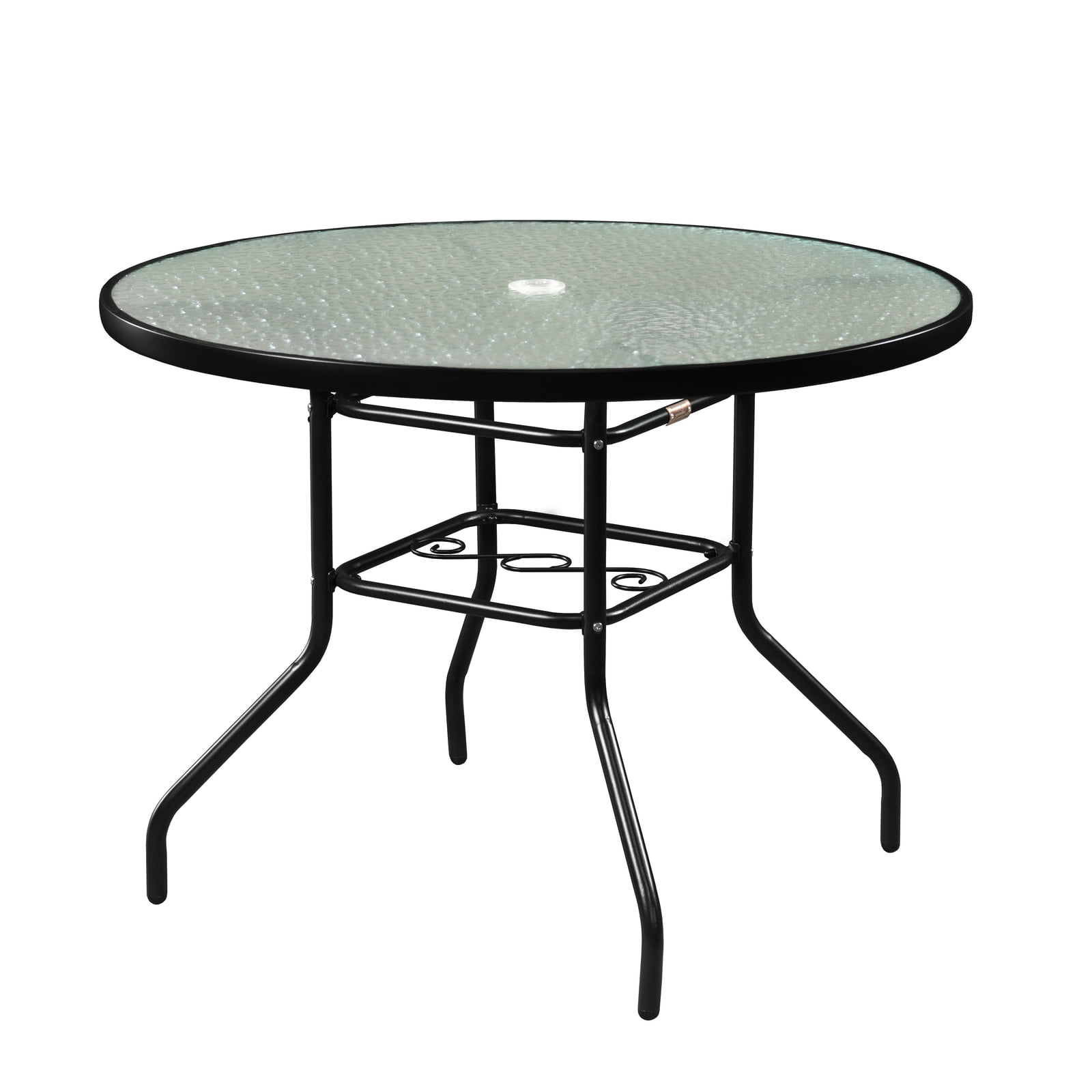 KYUTR Round Patio Table with Umbrella Hole, 32" Outdoor Dining Table ...