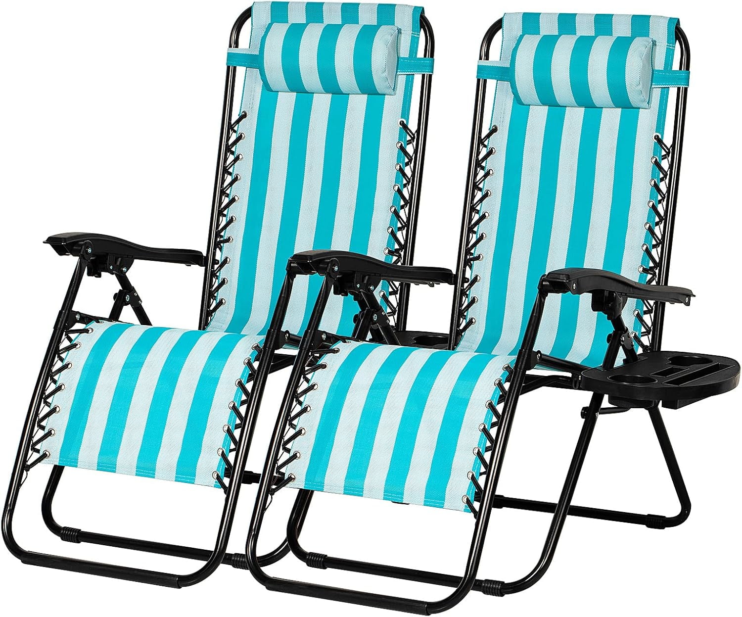 KYUTR Set of 2 Relaxing Recliners Patio Chairs Adjustable Steel Mesh ...