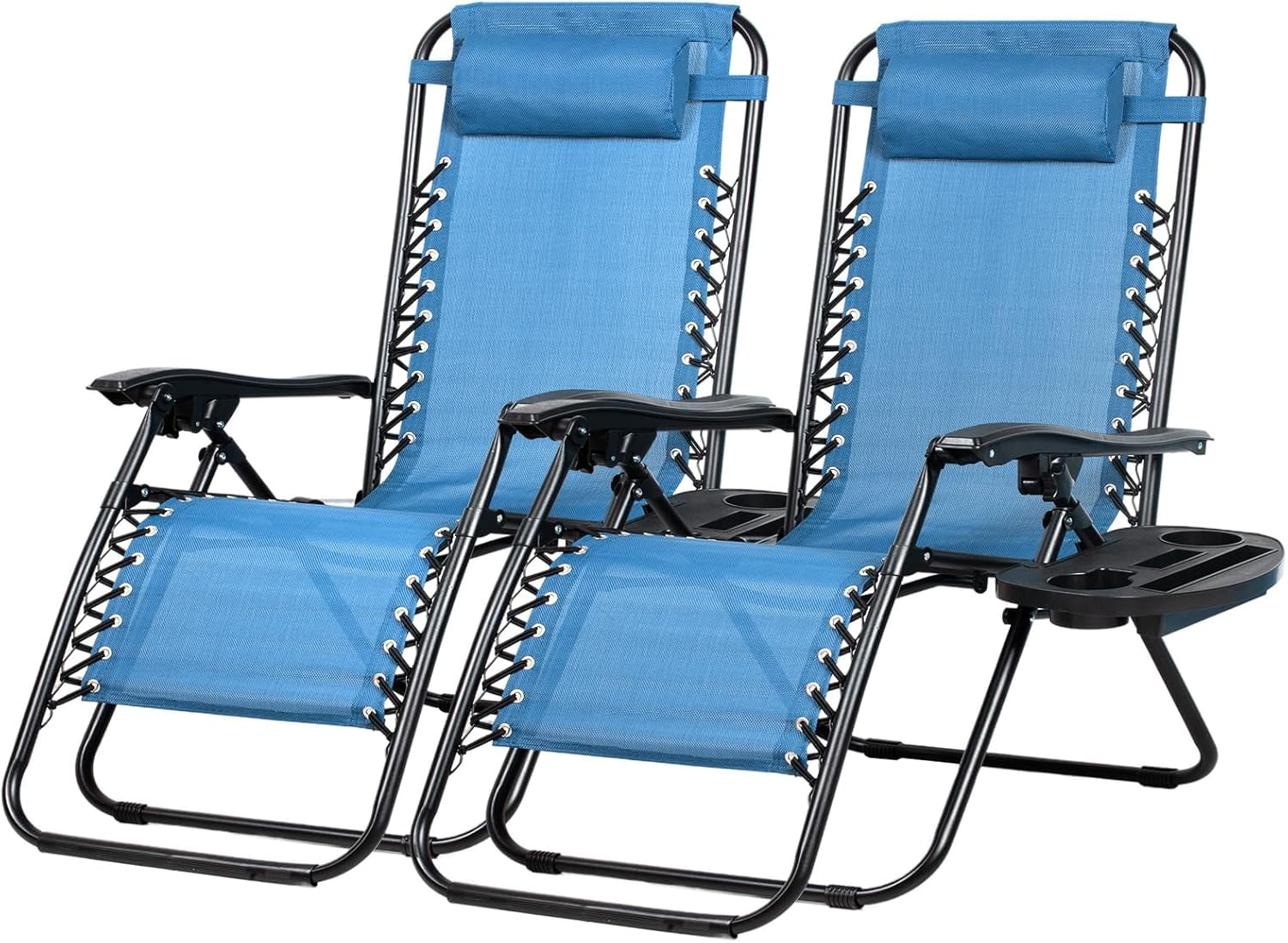 KYUTR Set of 2 Relaxing Recliners Patio Chairs Adjustable Steel Mesh ...