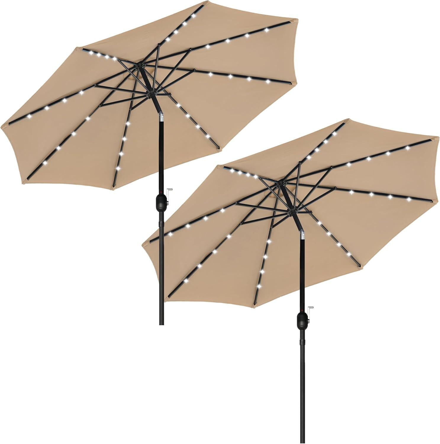 KYUTR Simple Deluxe 9' Solar Umbrella 32 LED Lighted Patio Umbrella ...