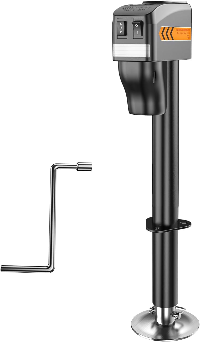 KYX Power Tongue Jack For Travel Trailer RV Black, Electric Trailer Jack for 3500LBs-5000LBs, 9. ...