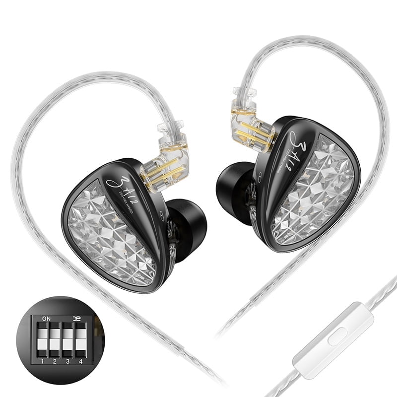 KZ ZA12 in Ear Monitor, 2DD+4BA Hybrid Wired Earbuds, KZ in Ear Monitor ...
