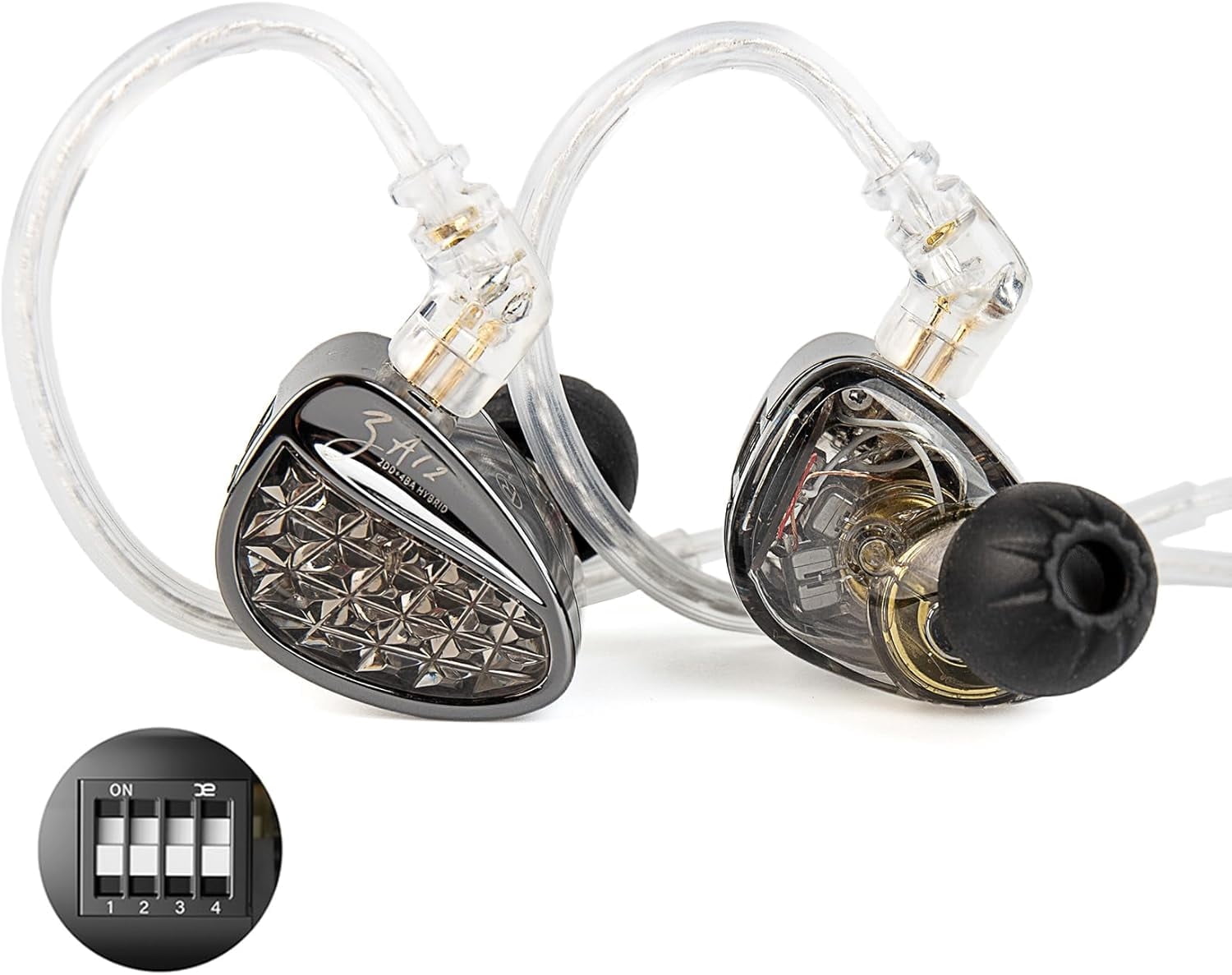 KZ ZA12 in Ear Monitor, 2DD+4BA Hybrid Wired Earbuds, KZ in Ear Monitor ...