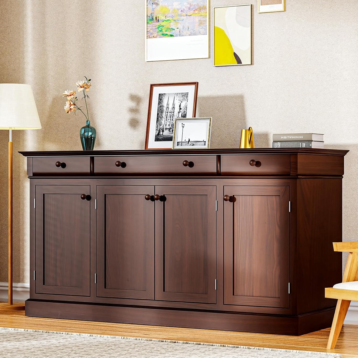 KZElegy 60in Kitchen Buffet Storage Cabinet ,Farmhouse Cabinet,9-Layer ...
