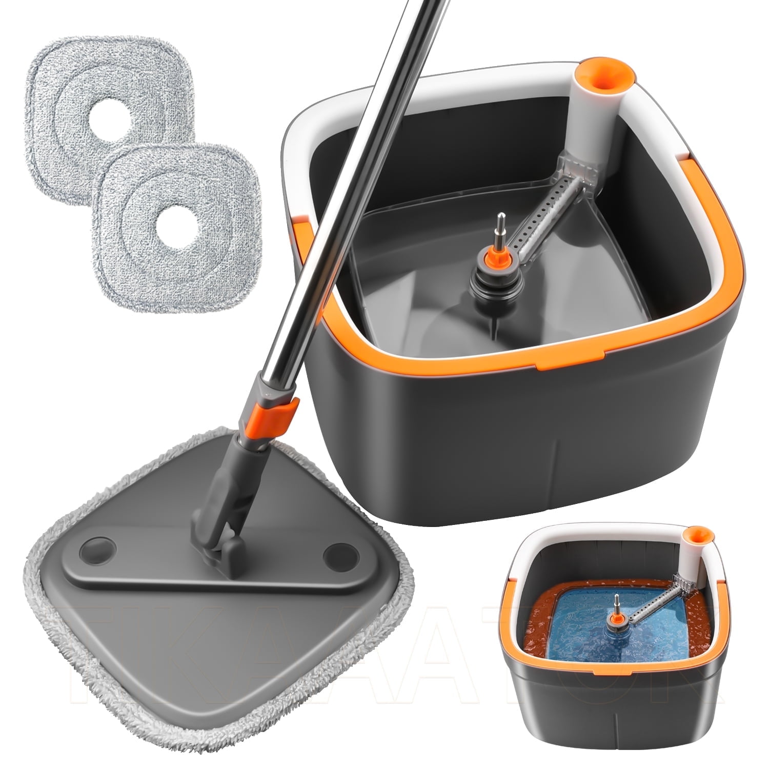 KZKR Mop and Bucket Set with Self Separation Dirty and Clean Water ...