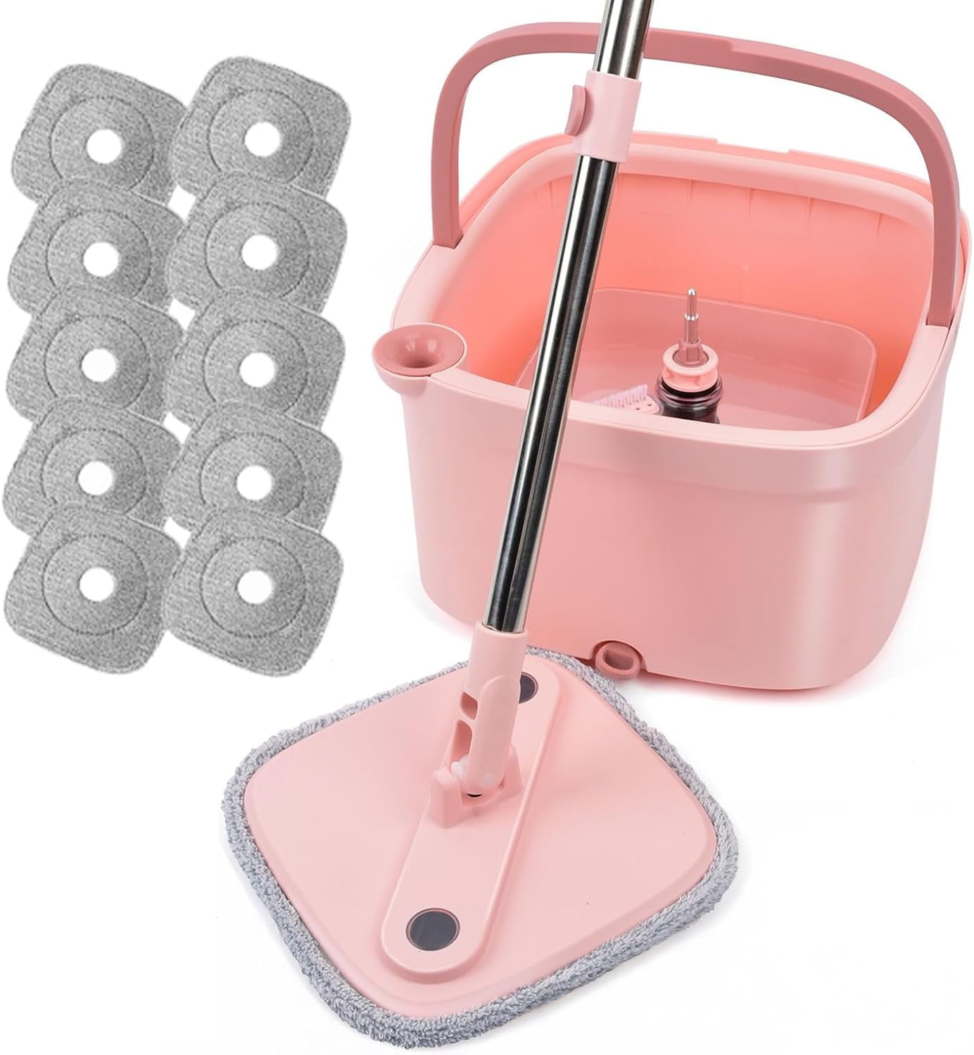 Square Spin Mop and Bucket Set with Self Separation Dirty and Clean ...