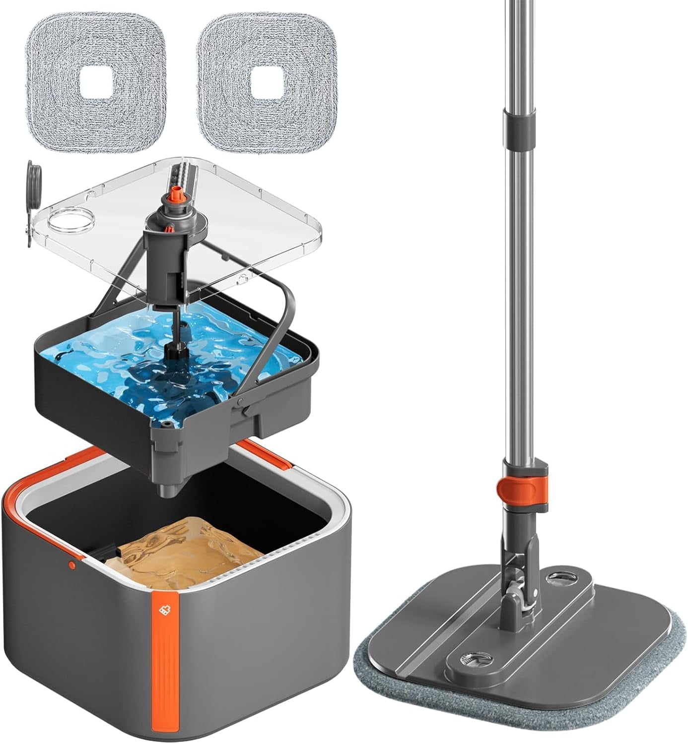 KZKR Upgraded Spin Mop and Bucket Set, Separate Clean and Dirty Water ...