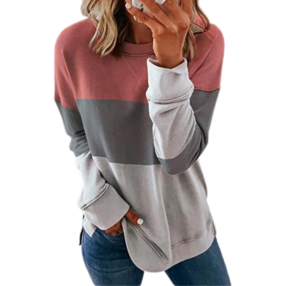 KZKR Women's Plus Size Fall Winter Crewneck Long Sleeve Pullover Simple ...