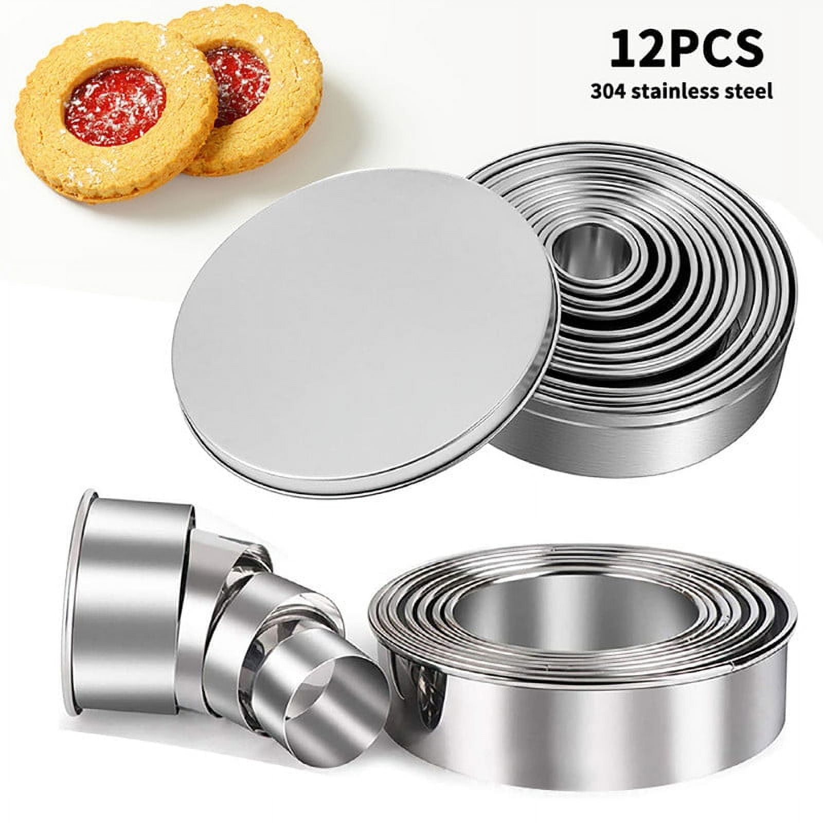 KZLO 12 Pcs Cookie Cutters, Mousse Circle Round Cake Donut Fondant ...