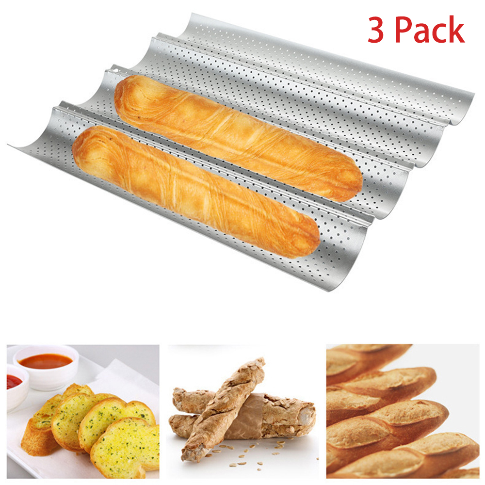 KZLO 3 Pack Nonstick Bread Pans, No Coating Come Off Bague, 4 Loaves ...