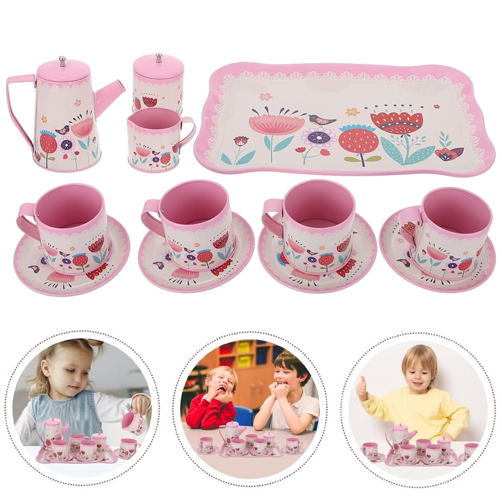 KZLO Iron Afternoon Tea Set for Toddler, Children Tea Party Set, Tray ...
