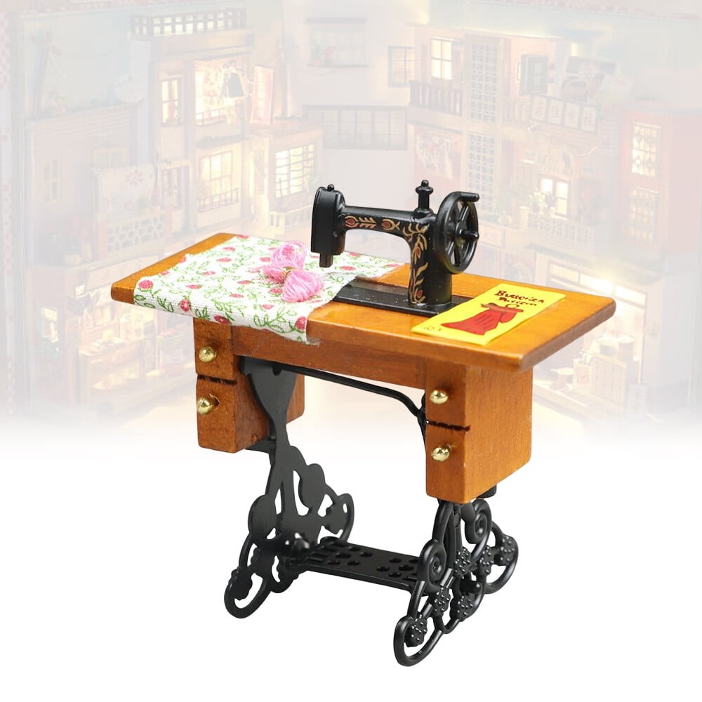 KZLO Miniature Sewing Machine, 1:12 Scale Retro Table Decor, Vintage ...