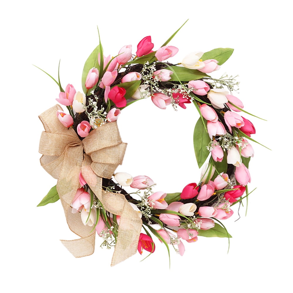 KZLO Tulip Wreath Spring Wreath, for Front Door, Red Tulip Valentines ...