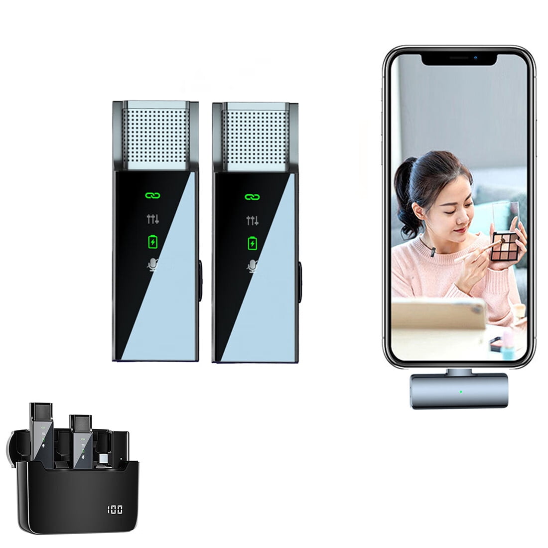 KZLO Wireless Lavalier Microphones for Phone, Clip On Micr with ...