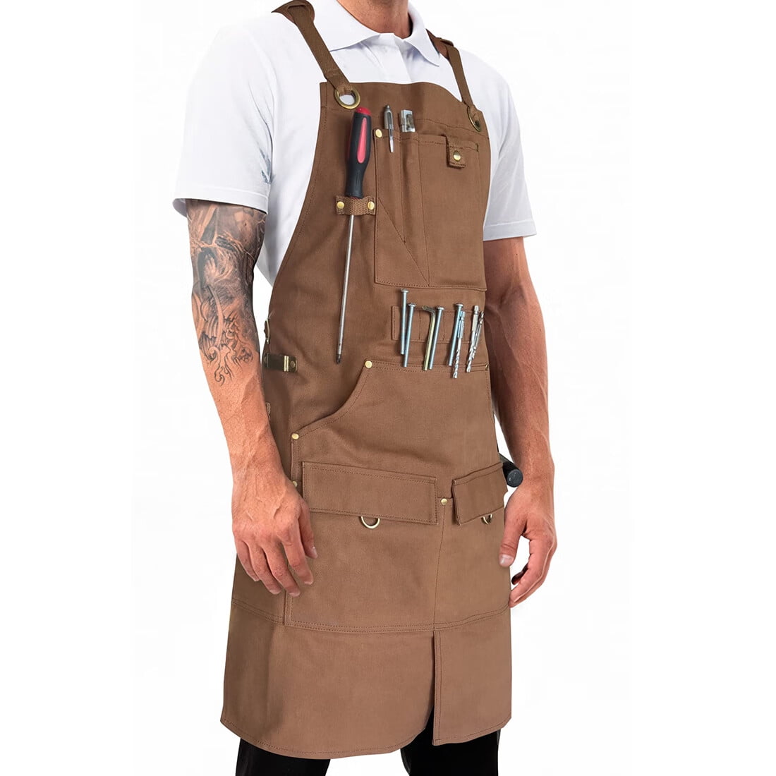 KZLO Work Apron with Tool Pockets, Heavy Duty Shop Apron for ...