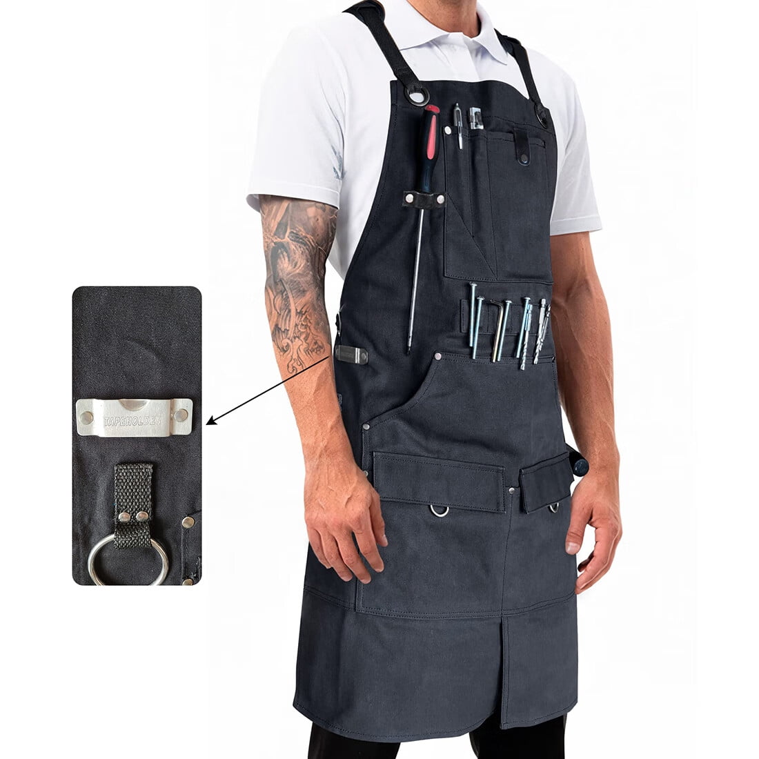 KZLO Work Apron with Tool Pockets, Heavy Duty Shop Apron for ...