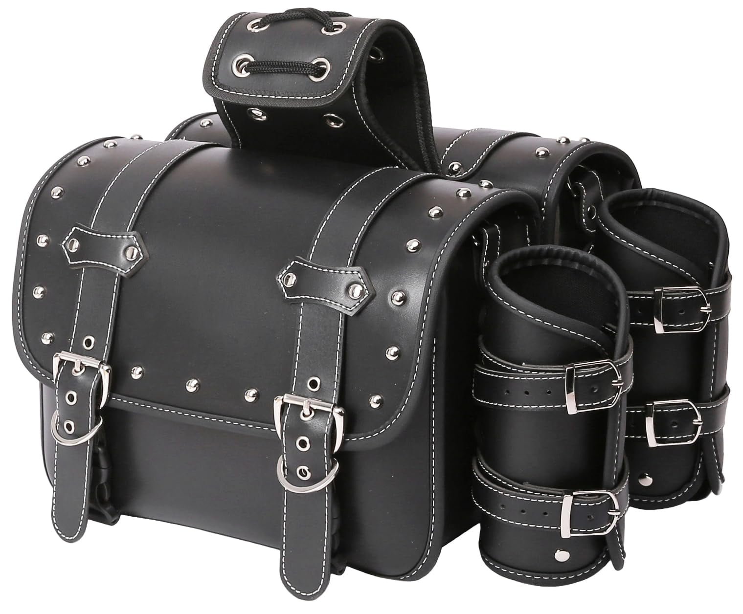 KZNI Motorcycle Saddlebags|Throw Over SaddlebagPvc Faux Leather Side ...