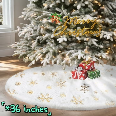 35 Inch Burlap Christmas Tree Skirt Buffalo Plaid Border, Tree Skirt ...