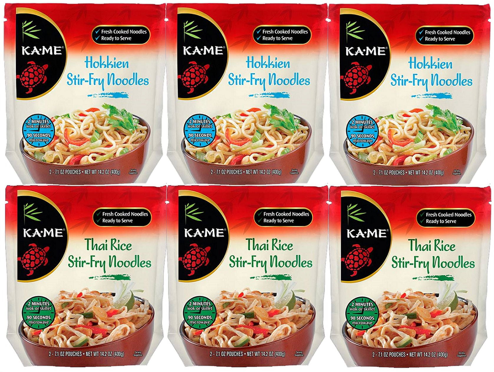 Ka-Me Hokkien & Thai Ribbon Stir Fry Fresh Cooked Noodles, Variety 6 ...