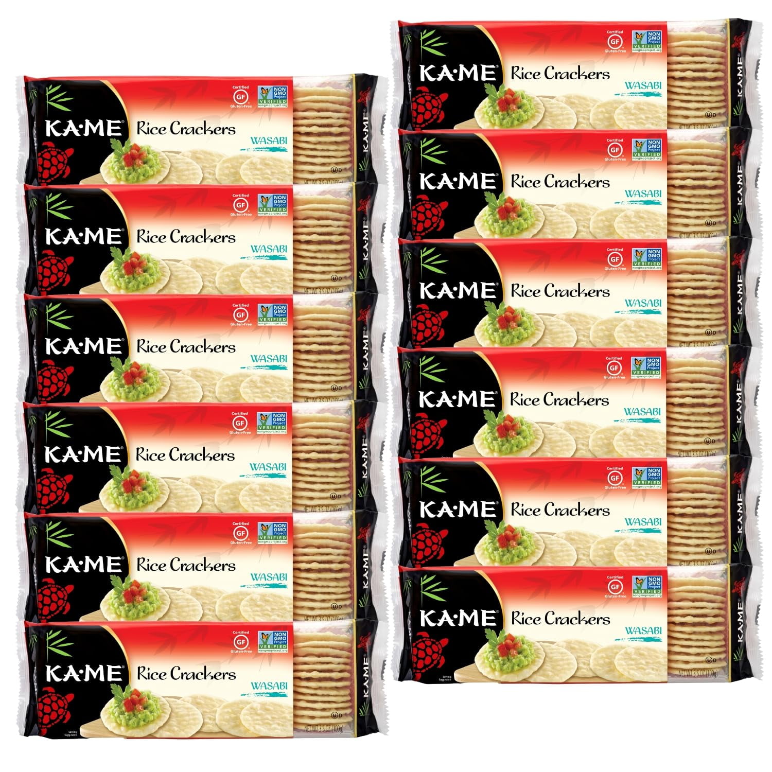 Ka-Me Rice Crackers Gluten Free And Non GMO Verified - Wasabi (Pack of ...