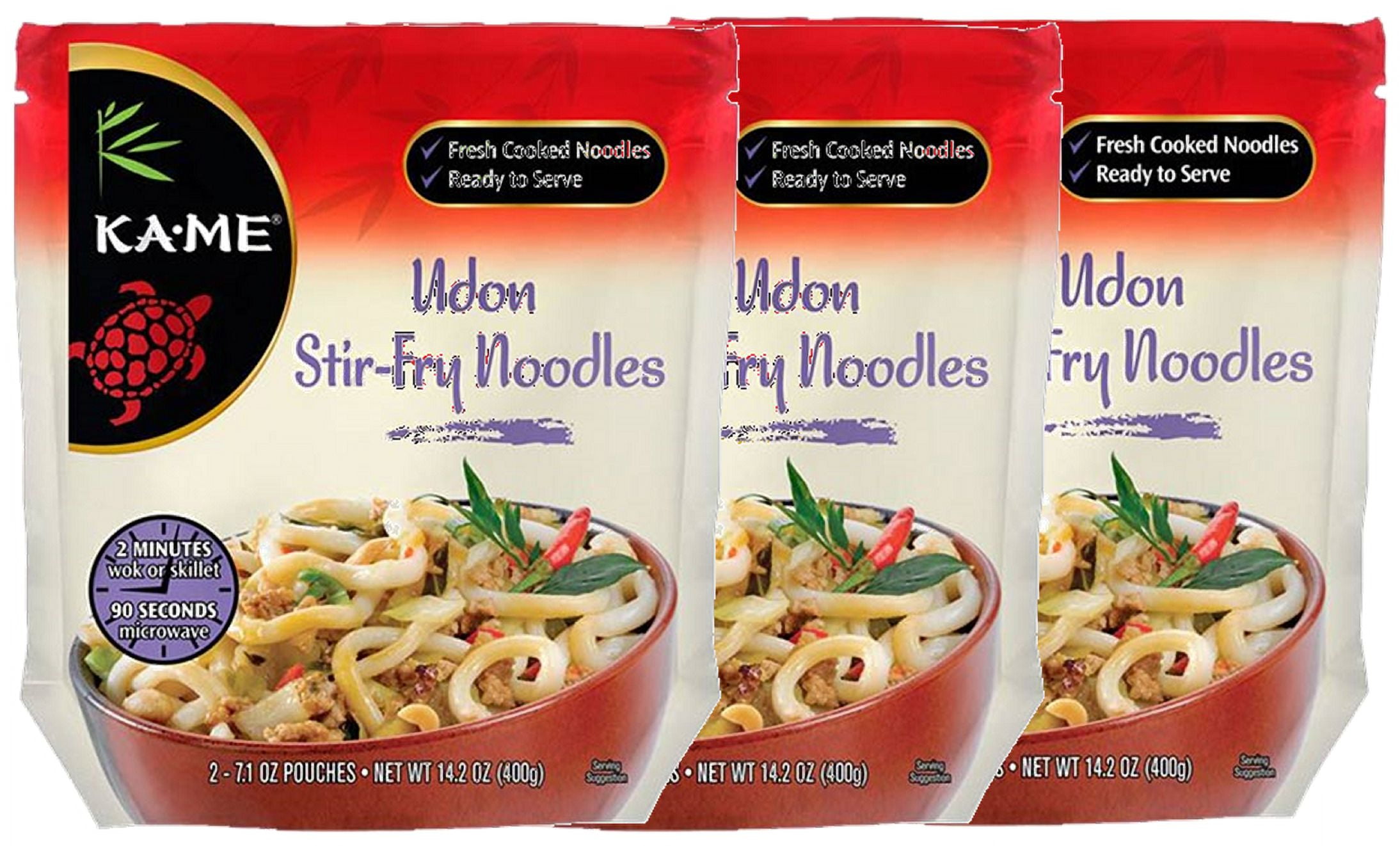 Ka-Me Udon Stir Fry Fresh Cooked Noodles, 3-Pack 14.2 oz. Bags ...