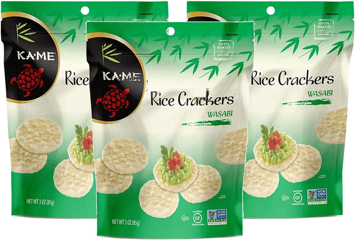 KA-ME Wasabi Rice Crackers, Jasmine Rice, Asian Flavors, 3-Pack ...