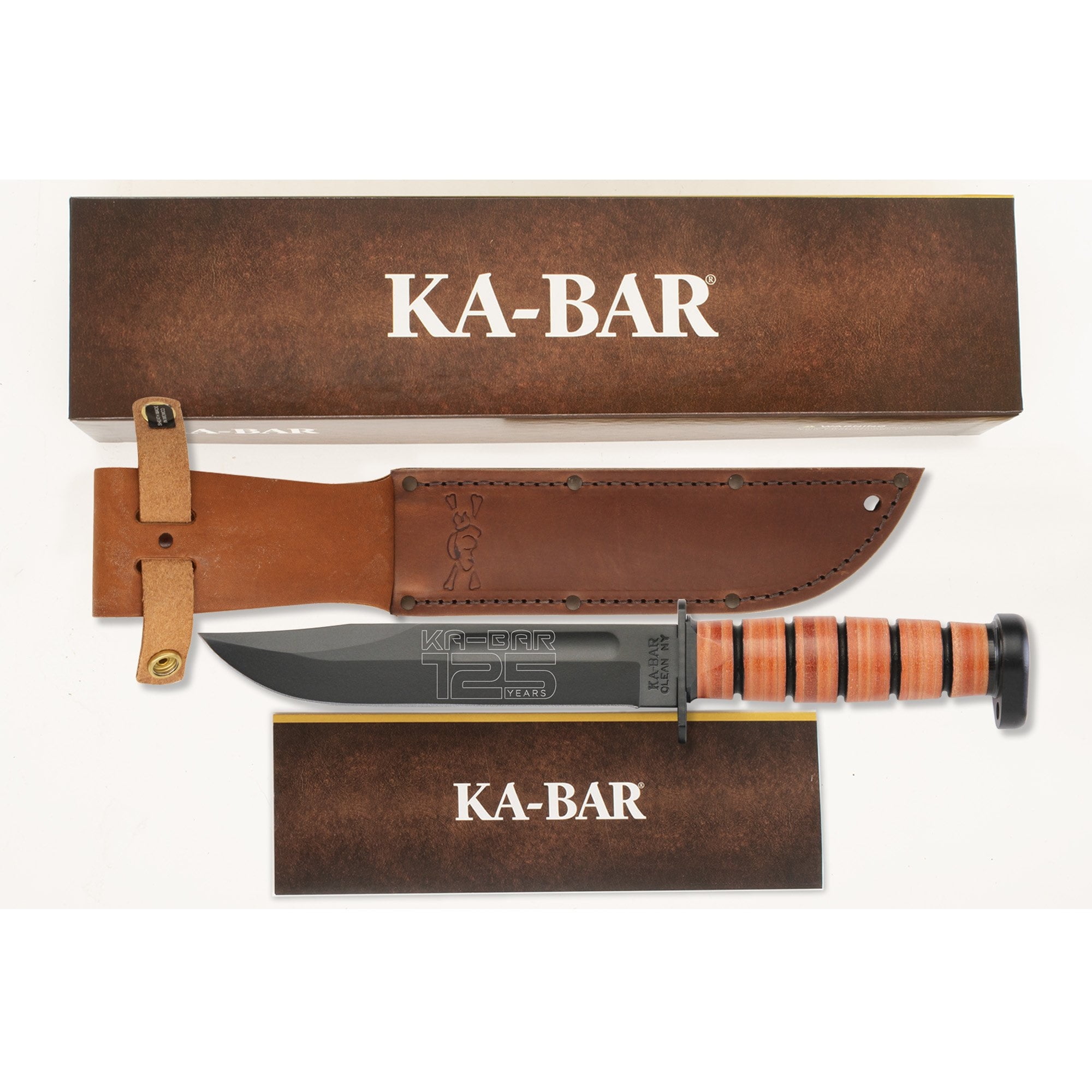 Ka-bar KA9228 125th Anniversary Dog's Head 7" Blade Leather Handle ...