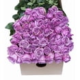KaBloom Fresh Cut Flowers, 100 Purple Roses with Vase, Fragrant, Gift ...