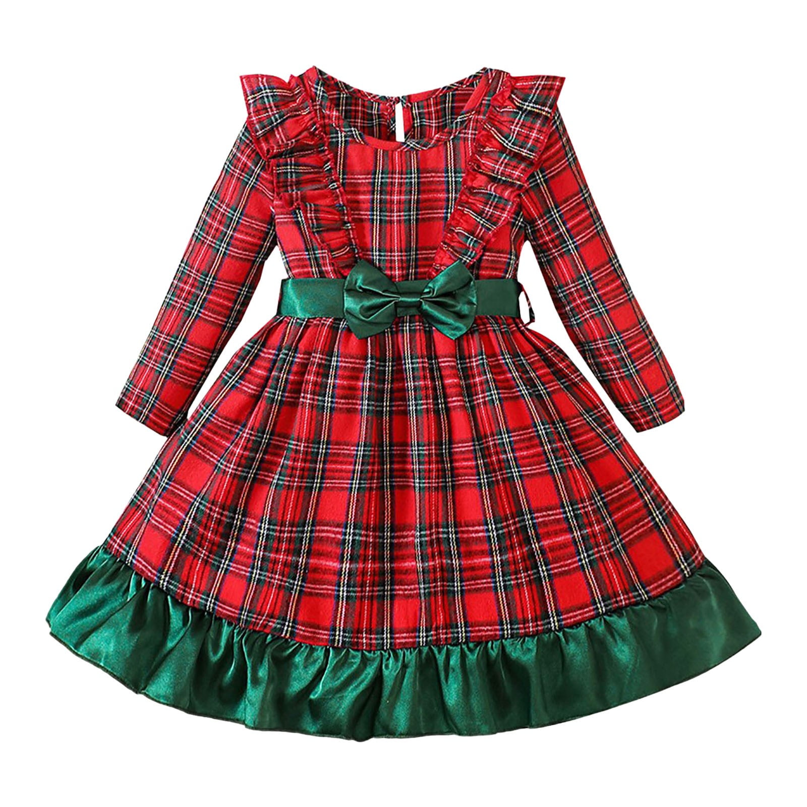 KaLI_Store Baby Girls Dress Knee Lenght Long Sleeve Toddler Ruffle ...