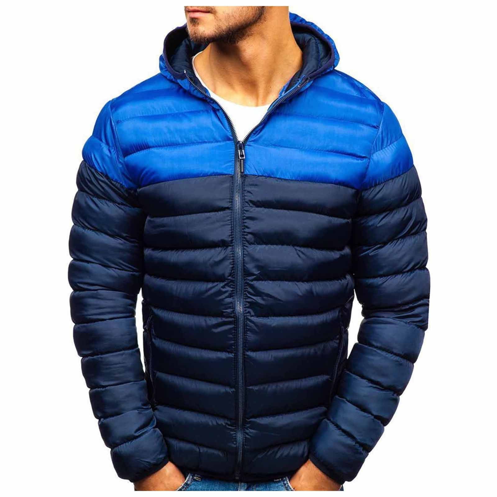 KaLI_Store Men Coat Clearance Fall Winter Men's Solid Hood Jacket ...