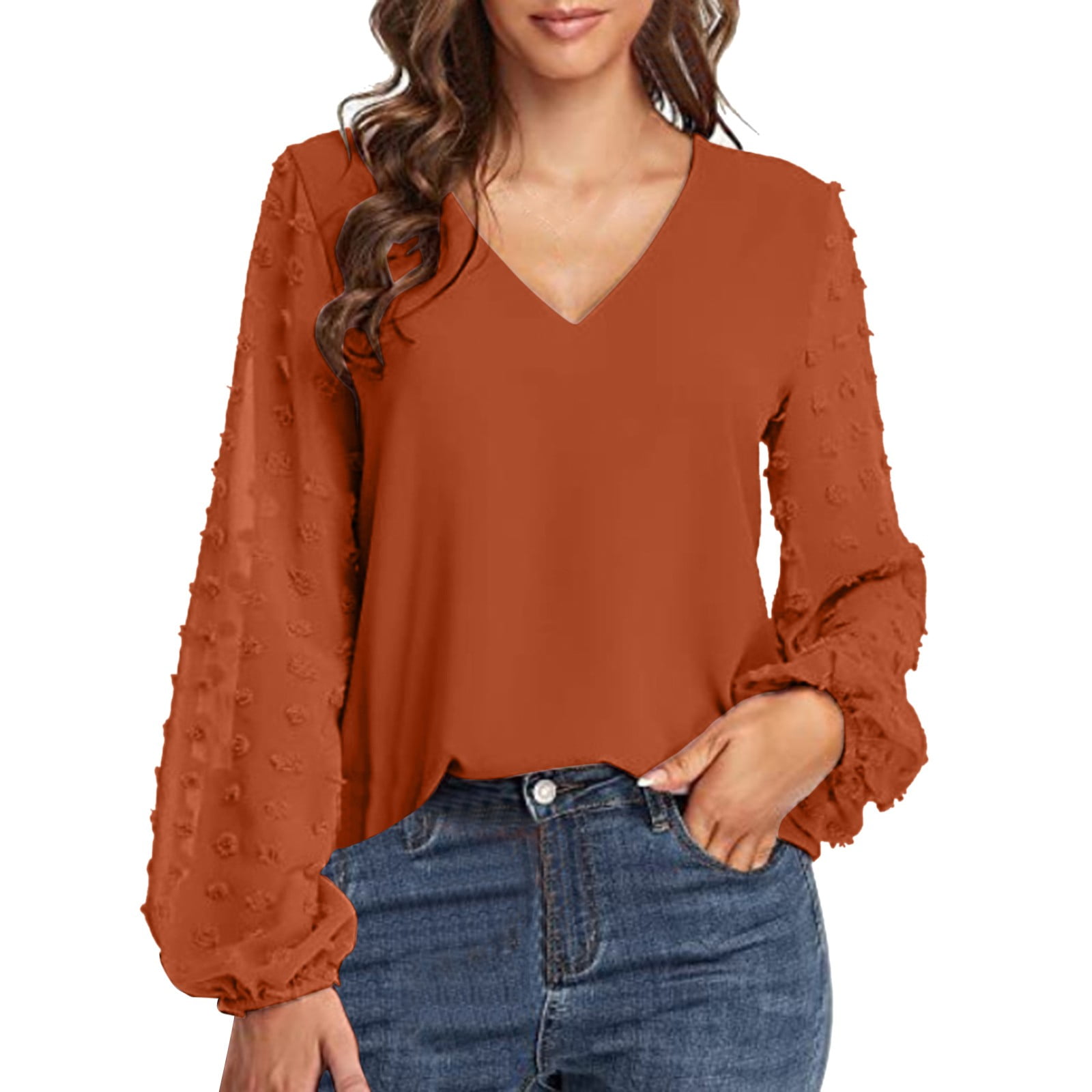 KaLI_store Blouses for Women Womens Long Sleeve Button Down Satin Silk ...