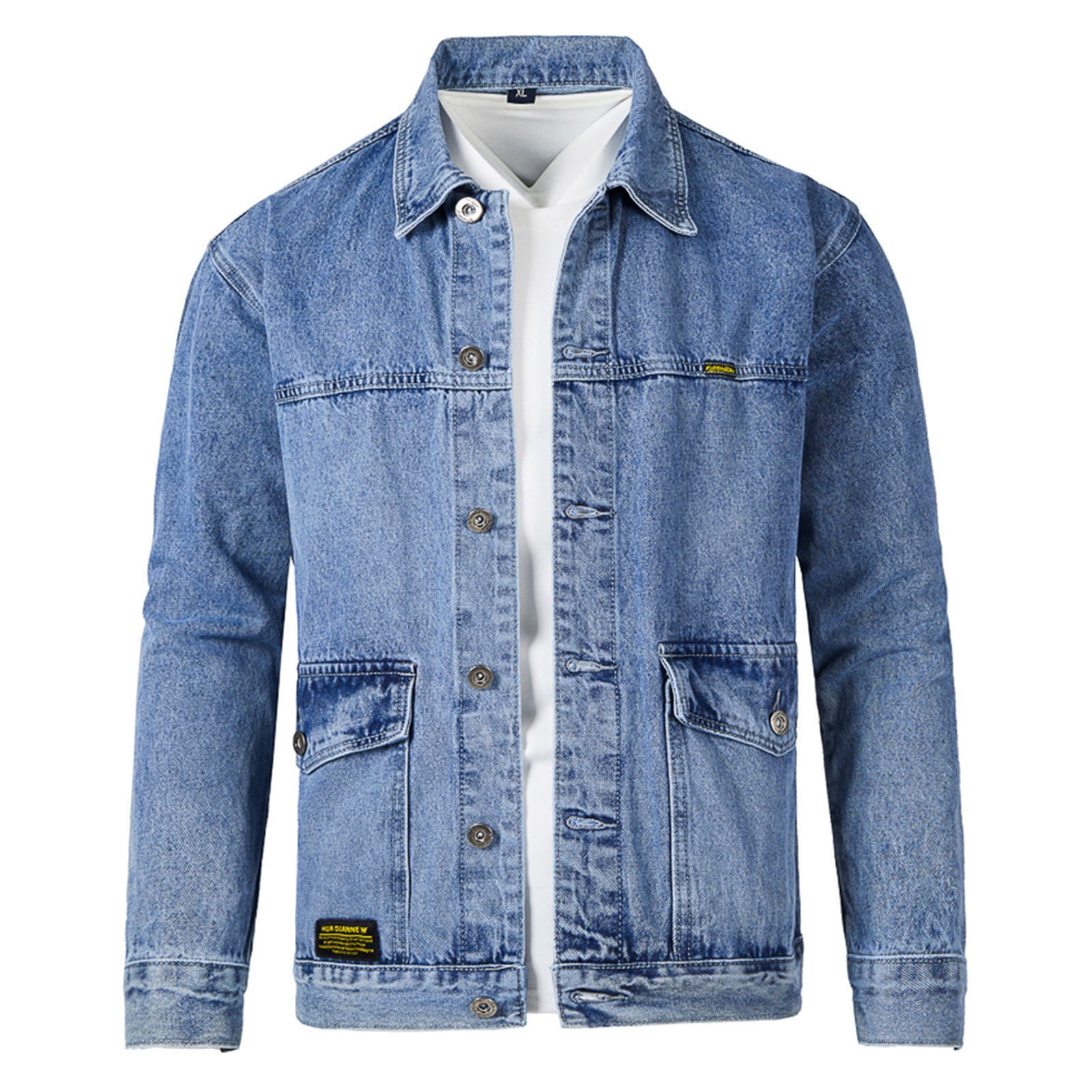 KaLI_store Denim Jacket Men Men's Denim Trucker Jacket Distressed ...