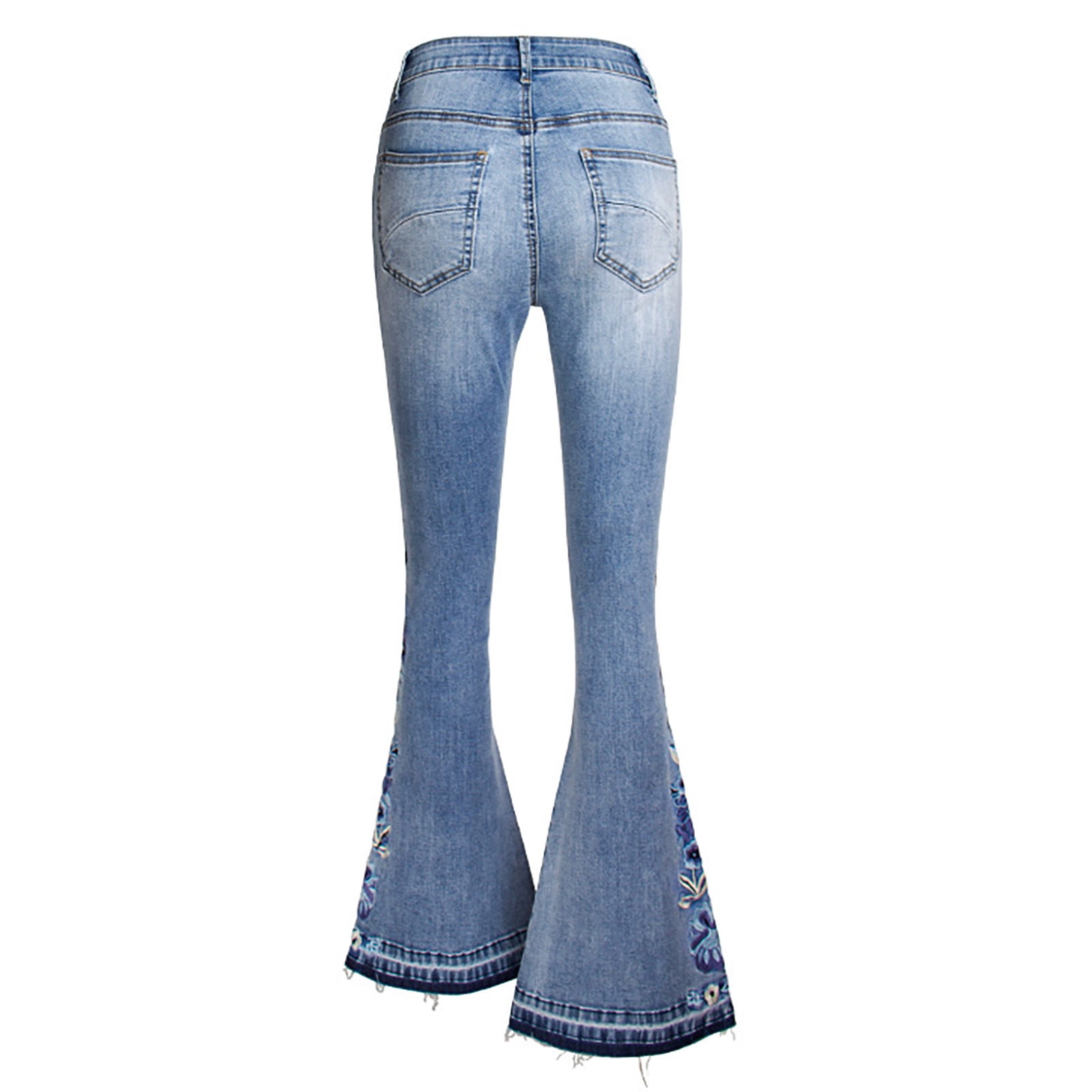 KaLI_store Flare Jeans for Womens Blue High Waist Wide Leg Bell Bottom ...