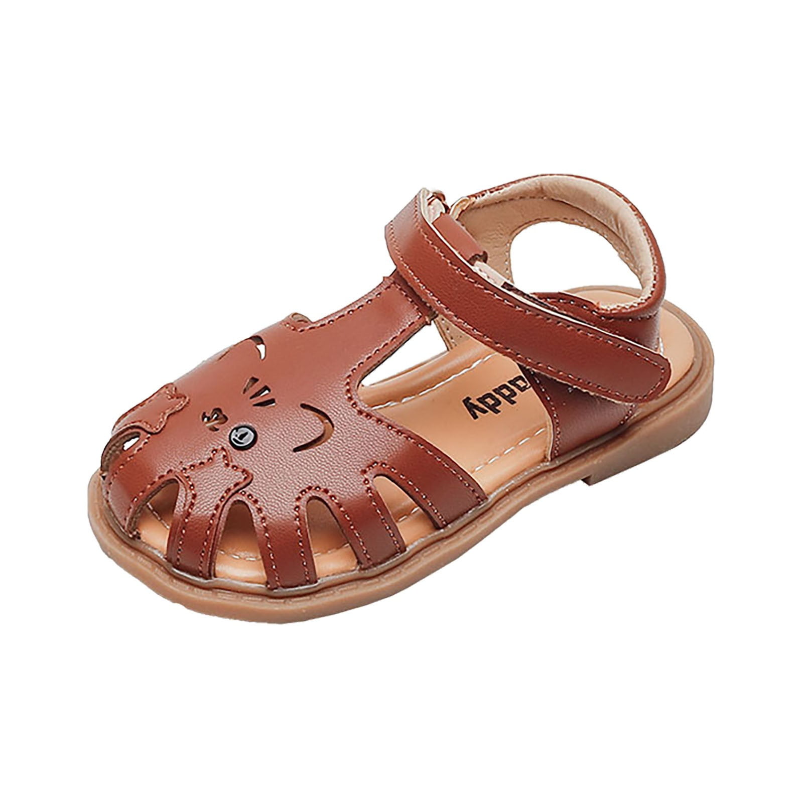 KaLI_store Girls Sandals Girls Flat Sandals Princess Closed Toe Sandal with Adjustable Strap ...