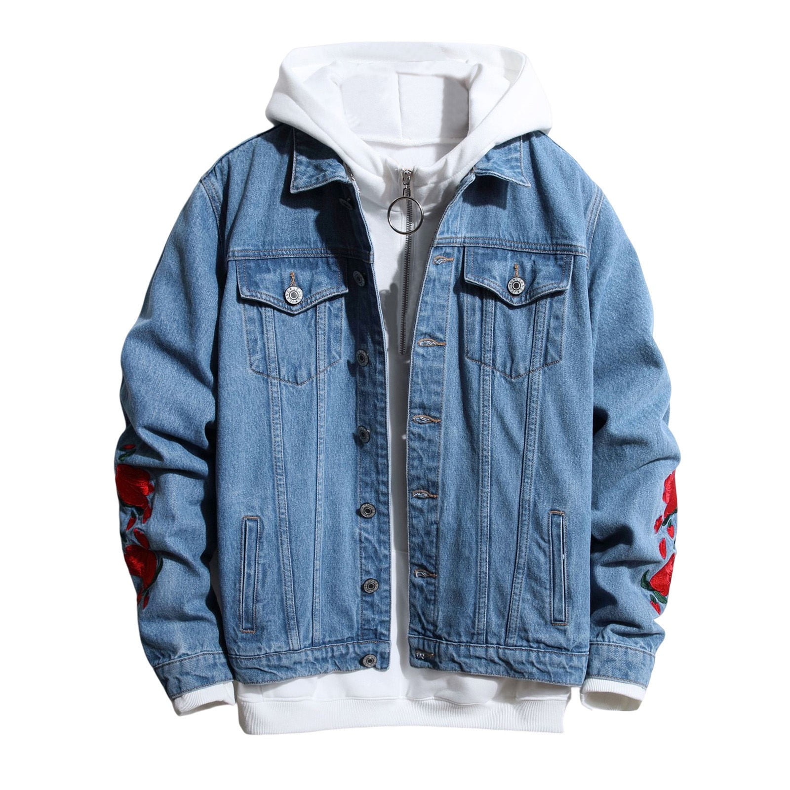KaLI_store Jeans Jacket for Men Men’s Denim Jacket Coat Classic Fit ...