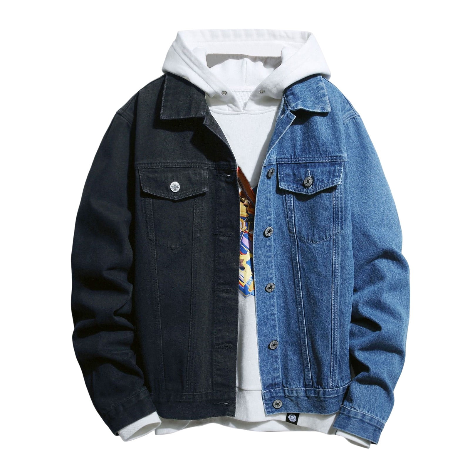 KaLI_store Men Jean Jacket Coat Men's Casual Classic Denim Jacket Slim ...